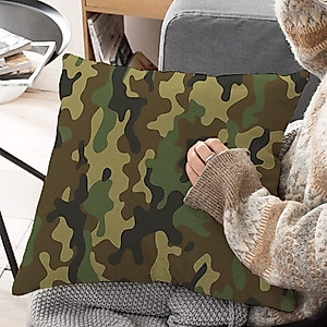 Cuppqq Throw Pillow Covers Cool Army Camouflage Military Green Camo Pillow Cover Square Pillow Case Cushion for Home Decor Sofa Couch 18x18 Inch Pillowcase