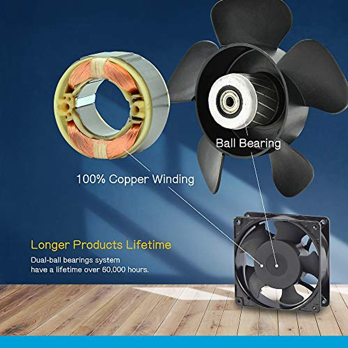 ApolloAir Wall Mount Small Window Exhaust Fan, Silent, Energy-Efficient Ventilation for Kitchens, Bathrooms, Bedrooms, Quiet Operation, 120V AC 120mm x 38mm 4 inch