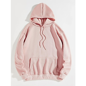 Floerns Women's Letter Graphic Printed Long Sleeve Drawstring Hoodie Sweatshirt A Light Pink L