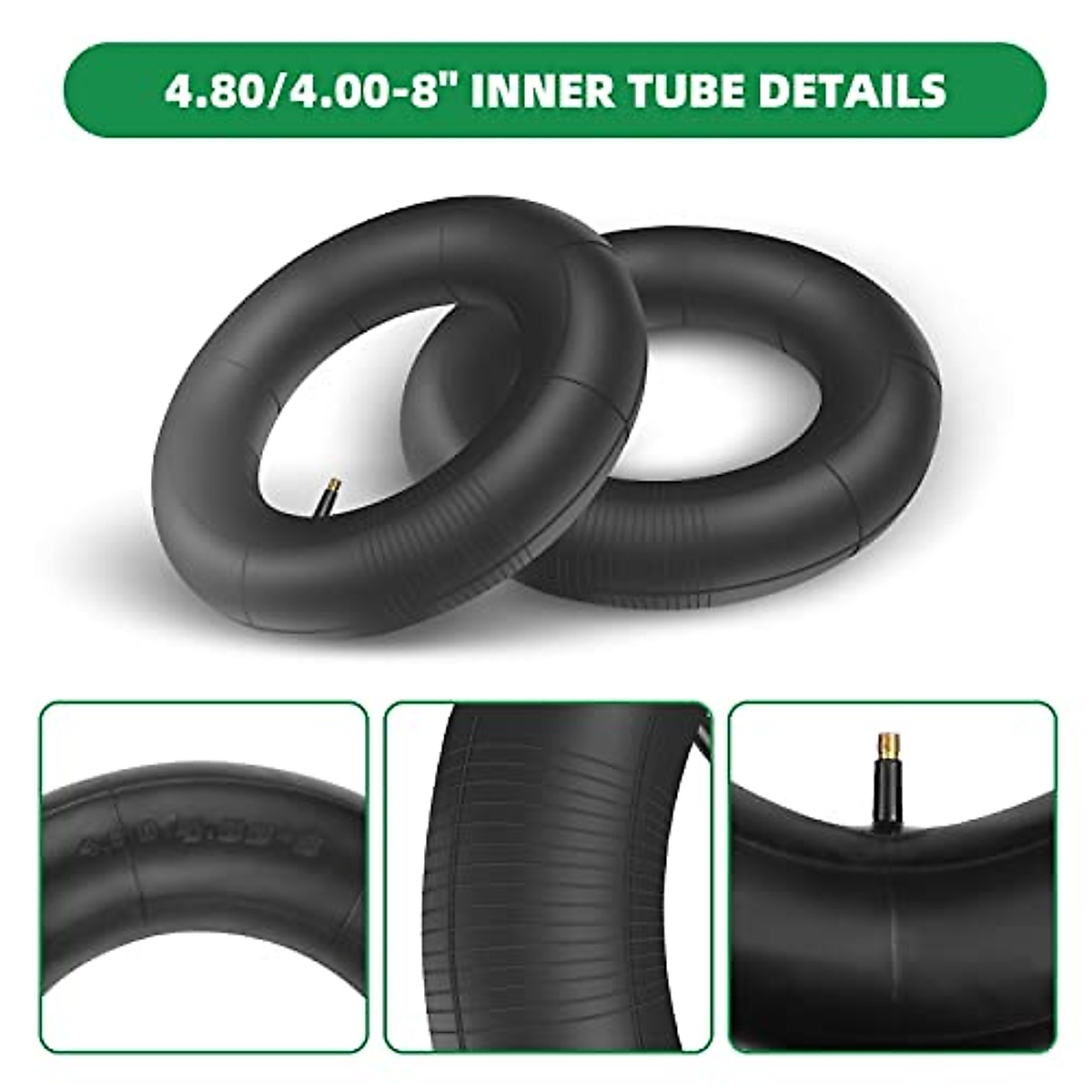 LAXEEM 2Pack 4.80/4.00-8 Replacement Inner Tire Tube For Mowers, Hand Trucks, Wheelbarrows, Carts and More