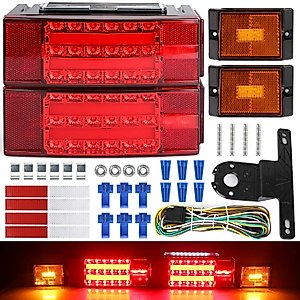 LINKITOM New Submersible LED Trailer Light Kit, Super Bright Brake Stop Turn Tail License Lights for Camper Truck RV Boat Snowmobile Over 80" Inches