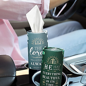 PerKoop 8 Pcs Car Tissue Holder Christian Verses Cylinder Boxes with Facial Tissue Bulk Religious Disposable Round Bible Napkins for Women Teacher Prayer Nurse Holiday Church Supplies Gifts