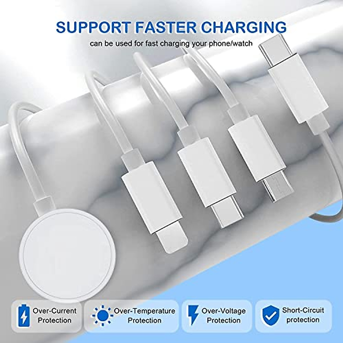 USB C Watch Charger 4 in 1 Portable Type C Charging Cable Compatible with Apple Watch iwatch Ultra Series Ultra/SE/8/7/6/5/4/3/2/1 and Compatible with iPhone,Galaxy,Pixel,Android (4ft/1.2M)