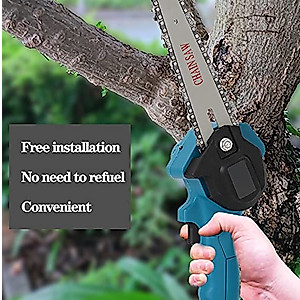 6" Mini Chainsaw Handheld Chainsaw One Hand Portable Electric Chainsaw for Trimming Branches and Timber Bonsai Trunks (2 Batteries in Box) (6 inch, Blue)