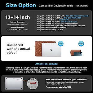 SUOVA Laptop Sleeve, Compatible with MacBook Air Series and MacBook Pro 13/14 Series,Soft Laptop Cover Specially Designed for 13-14 inch Notebook，Brown...