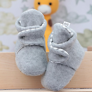 Ella Bonna Fleece Baby Booties, Three Snap Baby Slippers, Unisex Baby Gifts, Non-Slip Newborn Booties for Boys and Girls, Infant Baby Shower Shoes Months