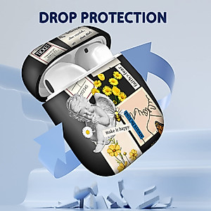 Kokaaee for Airpod Case 2nd & 1st Generation Cover Kawaii Black Funda Cute Fun Cool Funny Silicone Estuche with Keychain Women Boys Protector Men Teen Kids Unique for Apple Air Pod 1/2 Gen Cases