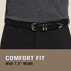 Portfolio Braided Belt With Genuine Leather (Sizes 30-54 Inches), Luggage, 36