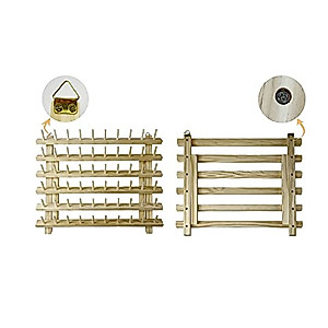 wennuo 60 Spools Wooden Thread Rack/Braiding Hair Rack/Thread Holder Organizer with Hanging Hooks for Embroidery, Hair Rack for braiding Hair and Sewing Threads (60 Spools)