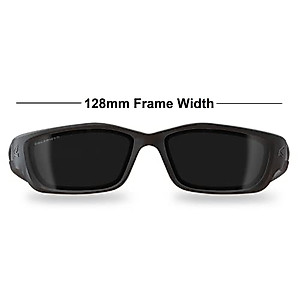 EDGE TSK-XL216 Kazbek XL Polarized Wrap-Around Safety Glasses, Anti-Scratch, Non-Slip, UV 400, Military Grade, ANSI/ISEA & MCEPS Compliant, XL Wide Fit (Black Frame, Smoke Lens)