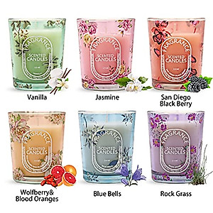 Scented Candles Gift Set for Home- Rose, Vanilla, Jasmine, Wolfberry&Blood Orange, Eucalyptus and Blue Campanula Aromatherapy Candles for Women Dinner Table, Wedding, Baby Shower