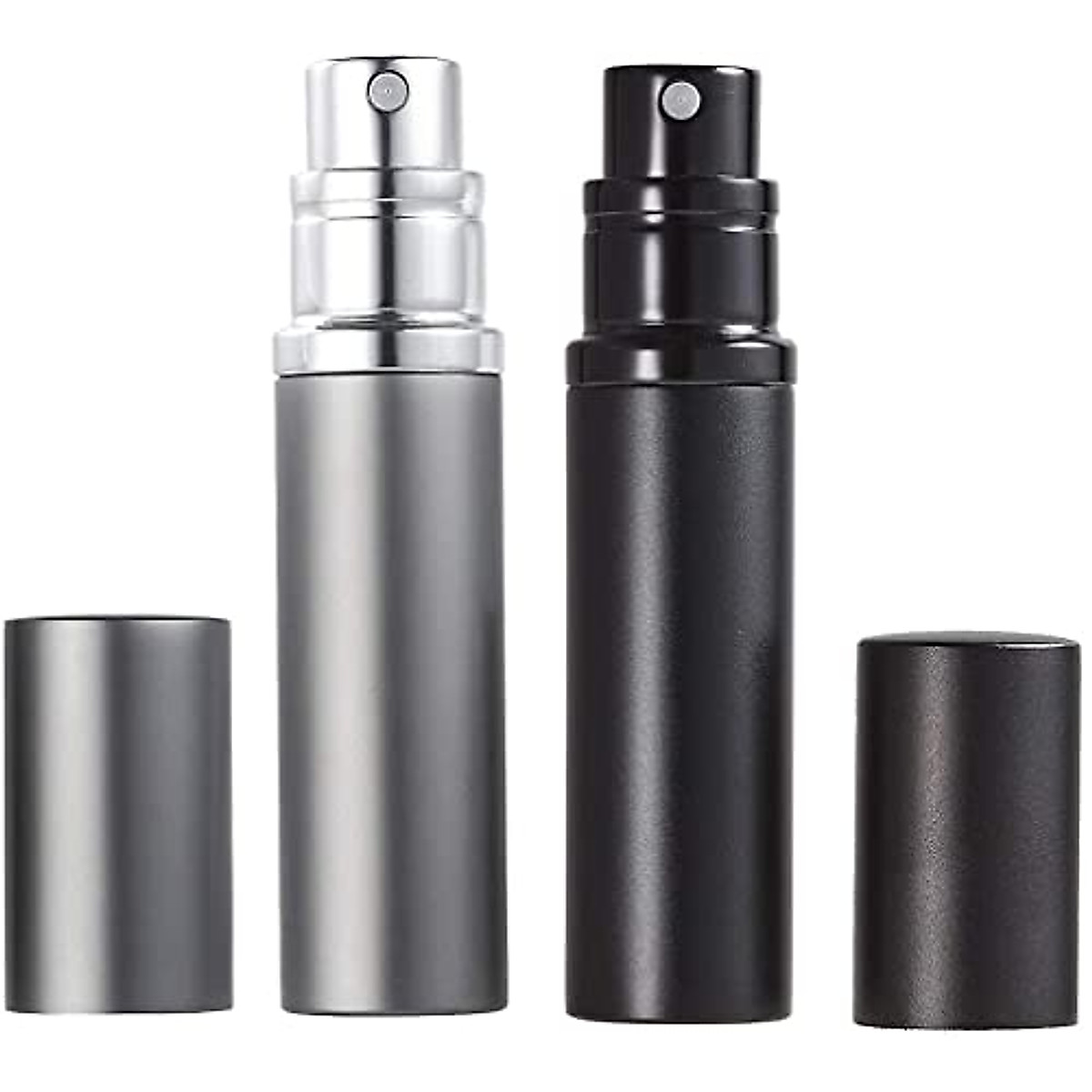 D-LOTUS Refillable Perfume Atomizer 5ml Perfume Bottle, Mini Travel Atomizer Empty Portable Perfume Spray Bottle (Black and Silver)