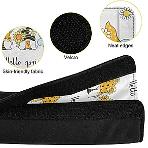 Bee Gnomes with Spring Summer Sunflowers Daisy Flowers on White 1 Piece Universal Car Seat Belt Pads Cover, Adjustable Vehicle Back Shoulder Strap Cover, Car Seat Belt Cushions for Adults Kids