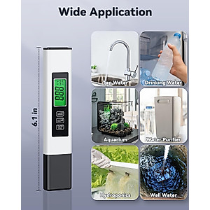 Pawfly 4 in 1 TDS Meter Digital Water Tester, TDS EC and Temperature (℃/℉) Meter, Fast Accurate Digital Water Tester, 0-9999 ppm Water Quality Tester for Drinking Water Tap Water Well Aquarium & Pool
