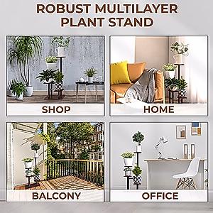 BEX Metal Plant Stand Indoor & Outdoor Plant Stand - Four Tier Metal Plant Stand For four Planters, Tall Tired Planter Holder for Garden Balcony Living Room Office & Patio Decoration, Orchids & Flower Pot Organizer Stand