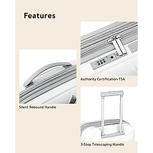 LUGGEX Carry on Luggage, Lightweight Suitcase 2 Piece with Spinner Wheels (White, 14/20)
