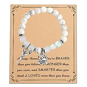 FUSTMW Cheer Charm Bracelet Cheerleading Gifts You Are Braver Than You Believe Bangle Bracelet Cheer Jewelry for Cheerleaders Cheer Coaches or Team (White)