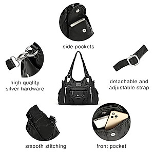 Scarleton Handbags for Women, Purses for Women, Hobo Bags for Women, Purses and Handbags, Womens Purse w/Multi Pocket, H163501, Black