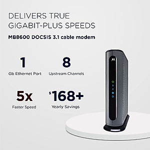 Motorola MH7601 Advanced WiFi 6 Router + MB8600 Gigabit DOCSIS 3.1 Cable Modem - Bundle