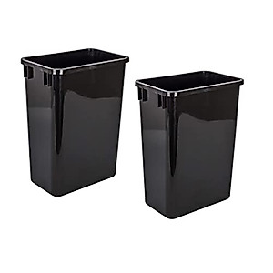 Hardware Resources Plastic Trash Can - Indoor Garbage Bin for Kitchen, Home, Office & Commercial Use - Large Waste Disposal Tub, CAN-35 Plastic Waste Container- 35-Quart (8.75-Gallon), Black, 2 PCS