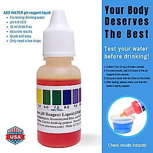 Water pH Level Test kit, Alkaline, Tap, and Drinking Water (WHT/100-125 Tests) 0.50 Fl Oz, More Accurate Than Test Strips, Made in USA, by A2O Water