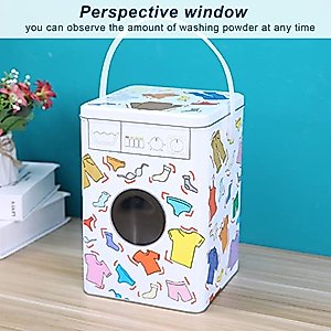 Laundry Detergent Container, Powdered Laundry Detergent Container with Perspective Window Lid Laundry Detergent Powder Storage Tin Box, Washing Machine Appearance Large Capacity Storage Box