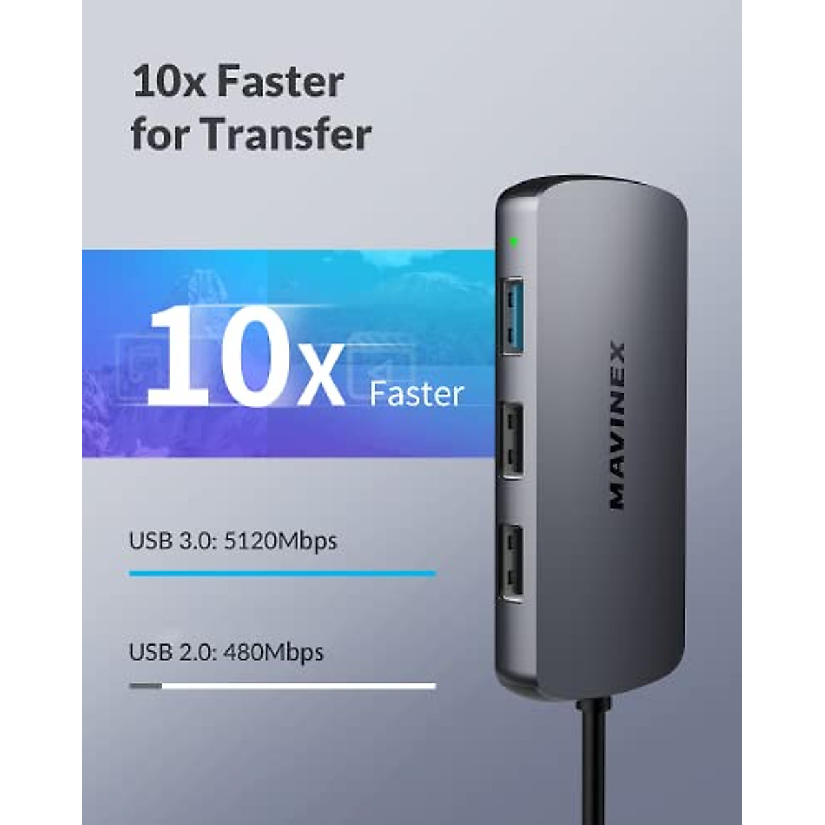 MAVINEX USB-C Hub, 8-in-1 USB-C to 4K HDMI AVINEX USB-C Adapter with USB 3.0 Port, USB 2.0 Ports, SD/Micro SD Card Reader, 100W Power Supply, Compatible with MacBook Pro Air HP XPS and