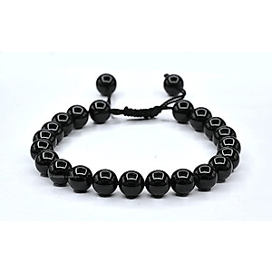 Black Tourmaline Bracelet for Women Men's Gifts - Protection Healing Crystal Bracelet - 8mm Gemstone Beaded Adjustable Bracelet Pulseras Para Hombres Mujer Stocking Stuffers