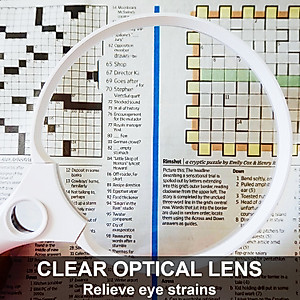 5.5-Inch Extra Large Handheld Magnifying Glass with LED Light, Oversize Reading Magnifying Loupe 2X 4X 25X Zoom Illuminated Magnifier Lens for Hobby Art Crafts Inspection & Low Vision Aids