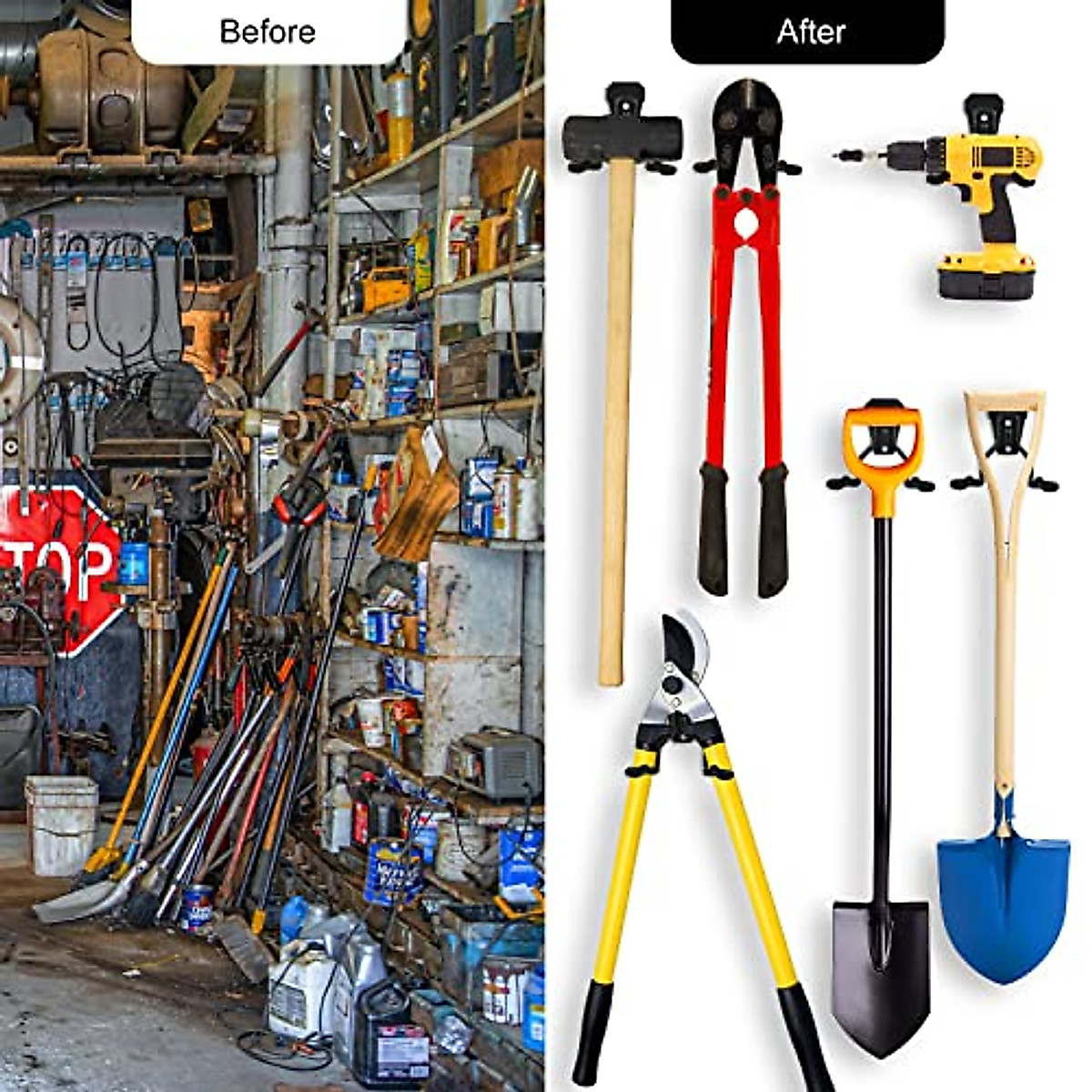 String Trimmer Hanger,Flyisland String Trimmer Hook Holder Wall Mount,Heavy Duty Weed Eater Rack for Garage Garden Tool Organizer and Storage Hooks (Metal, Black)