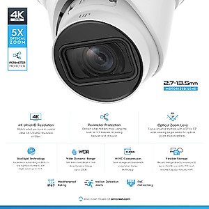 Amcrest 4K Optical Zoom IP Camera, Varifocal 8MP Outdoor POE Camera Turret, Security Camera, 2.7mm~13.5mm Lens, IP67 Weatherproof, MicroSD Recording (IP8M-VT2779EW)