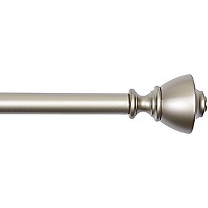 Amazon Basics 1-Inch Wall Curtain Rod with Urn Finials, 72" to 144", Nickel