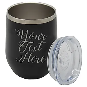 My Personal Memories Personalized Insulated Wine Tumbler - Custom Monogrammed Stemless Wine Cup - Your Text Here (Black)