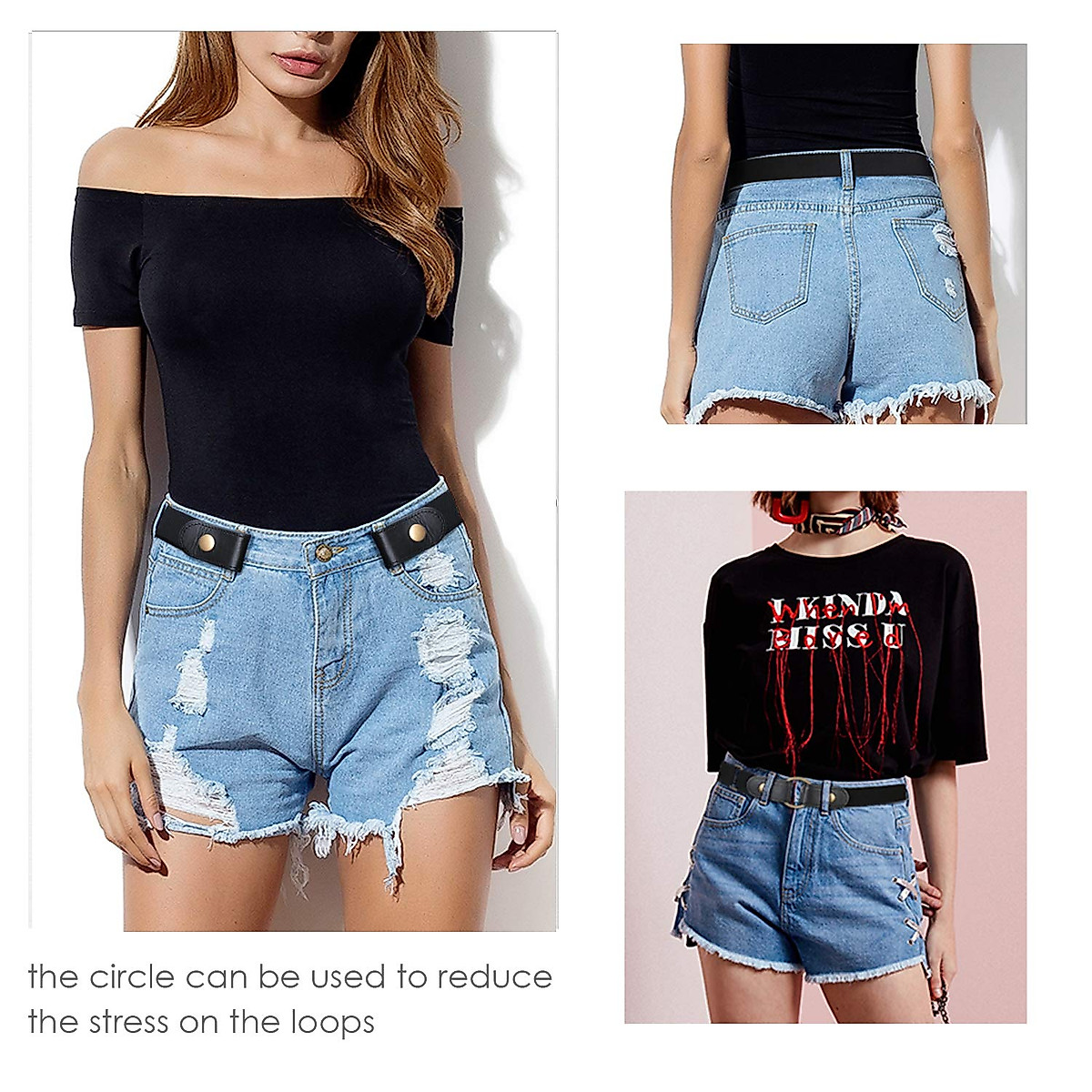 SUOSDEY No Buckle Elastic Stretch Belts for Men and Women Black, Invisible Belts for Jeans Pants, Size S