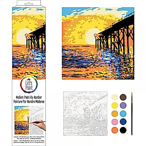Plaid West Coast Pier Modern Kit, 14" x 14" Paint by Numbers for Adults and Kids, Easy-to-Follow DIY Crafts, Art Supplies with A Textured Finish, 17879