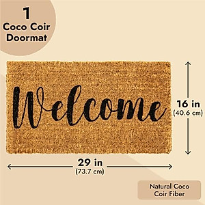 Juvale Natural Coir Doormat, Welcome Mats for Front Door, Outdoor Entry (16x29 in)