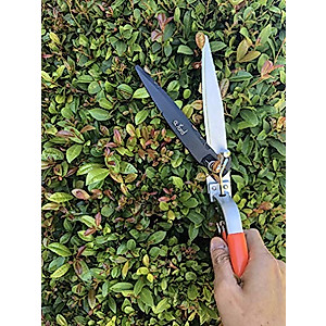 Q-yard QY-741F Flower Bed and Grass Shear - Extra Sharp Garden Hand Pruners, Easier Cutting, Comfortable Ergonomic, Less Effort - Gardening Scissors for Men & Women , Orange