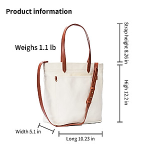 Women Canvas Tote Handbags Casual Shoulder Shopper Work Bag Crossbody (White), Beige