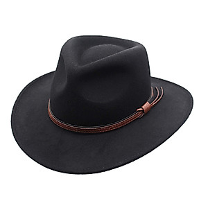 Mens+Outback+Wool+Cowboy+Hat+Bozeman+Black+Crushable+Western+by+Silver+Canyon