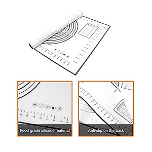 KUFUNG Silicone Baking Mats Non-Slip Pastry Mat Countertop Protector Fondant Mat for Rolling Dough Pie Crust Pizza and Cookies (24 x 16 Inch, Black)