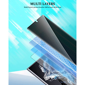 Kanosan for Galaxy S23 Ultra Privacy Screen Protector with Black Aluminium Alloy Camera Lens Protector, Anti-Spy Flexible TPU Film [Support Fingerprint ID] for Samsung Galaxy S23 Ultra 5G