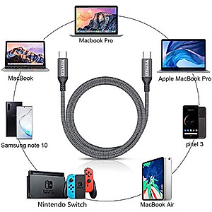 AkoaDa USB C to USB C 100W Cable 10 FT, 5A Type C to Type C Charging Cable Compatible with iPad Pro, MacBook Pro, Samsung Galaxy S22 Note 20, Google Pixel, iPad Mini 6,iPad Air 5/4,etc (Grey)
