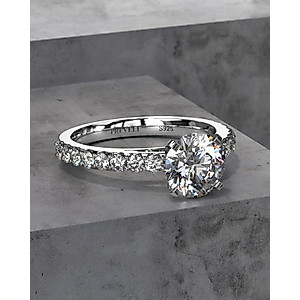 PREVELI Simulated 1 Carat Diamond Rings For Women Size 6.5 Moissanite Engagement Ring 925 Sterling Silver Band Lab Grown