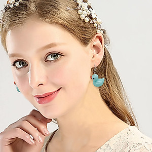 GBAHFY Rubber Unique Personalized Yellow Duck Earring lightweight Funny Cute Duck Dangle Drop Earrings Necklace Set for Women Charming Jewelry Gift (Green)