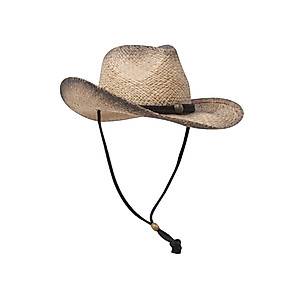 MG Tea Stained Raffia Straw Cowboy Hat - Tan with tint of black