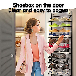 Kotkn Over the Door Hanging Shoe Organizer, 12 Slotted Clear Large Pockets, Hanging Hanging Shoe Organizer, Reusable - Shoe Organizer. Shoe organizer shoe rack for adults, children, babies (Gray)