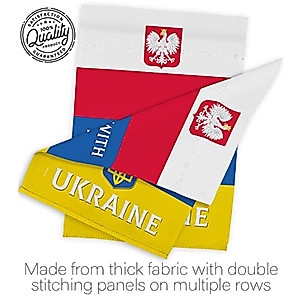 Ukraine Flag Poland Stand with Ukraine House Flag Dowel Set Support Cause Ukrainian Decoration Banner Small Garden Yard Gift Double-Sided, Made in USA