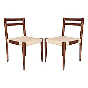 Amazon Brand – Stone & Beam Jane Mid-Century Dining Chair, Set of 2, 19.5"W, Ash Wood, Brown