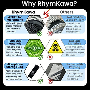 RhymKawa Crystal AB Mixing Colored Mic Handle Sleeve for Wired Microphone SM58LC, Beta 58at, Rhinestones Shining on Tours & TV Shows (Mic Not Included)