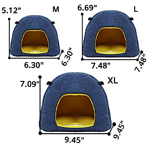 MANON ROSA Hamster Hideout Winter Bed - Cozy Pet Cage Accessory Heating Pad & Hanging Hammock Small Animals Syrian Sugar Gliders Chinchillas Squirrels Guinea Pigs Rats Tent Blue L